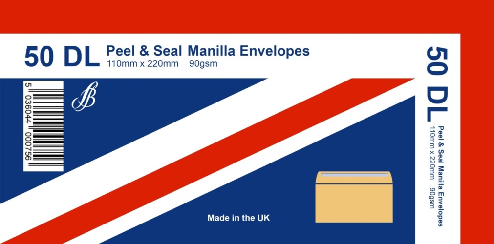 Envelopes – DL (110 × 220mm), Manilla, Peel & Seal, 90gsm, Pack of 50 ...